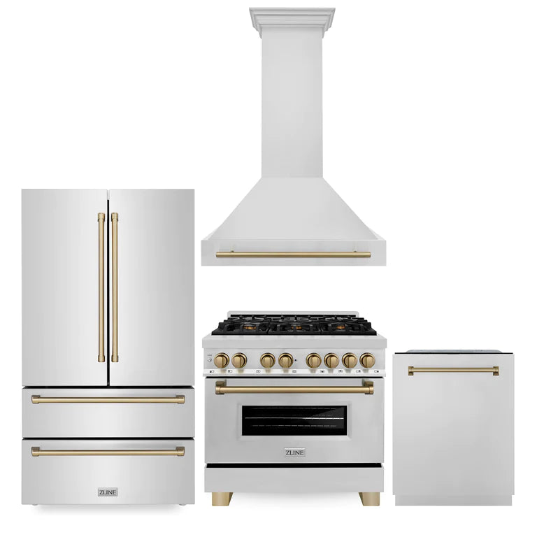 ZLINE Autograph Edition 36" Appliance Package with Bronze Accents ...