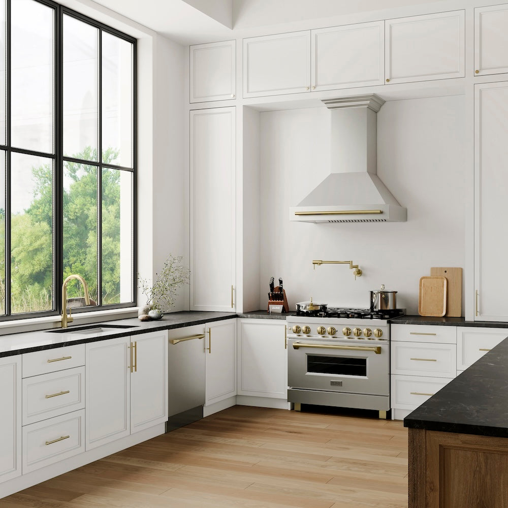 ZLINE Autograph Edition 36" Appliance Package with Bronze Accents ...