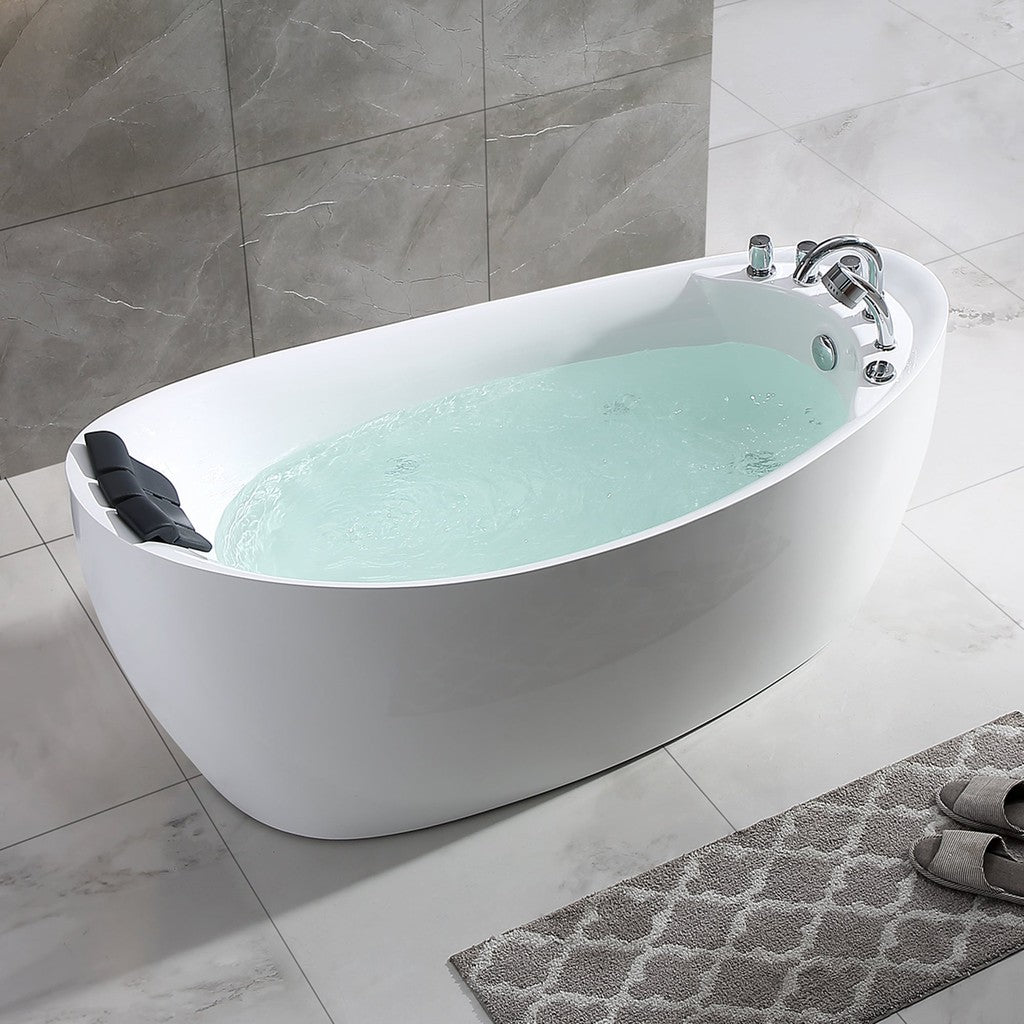 Empava 67" Freestanding Jetted Bathtub in White Acrylic (67AIS02)