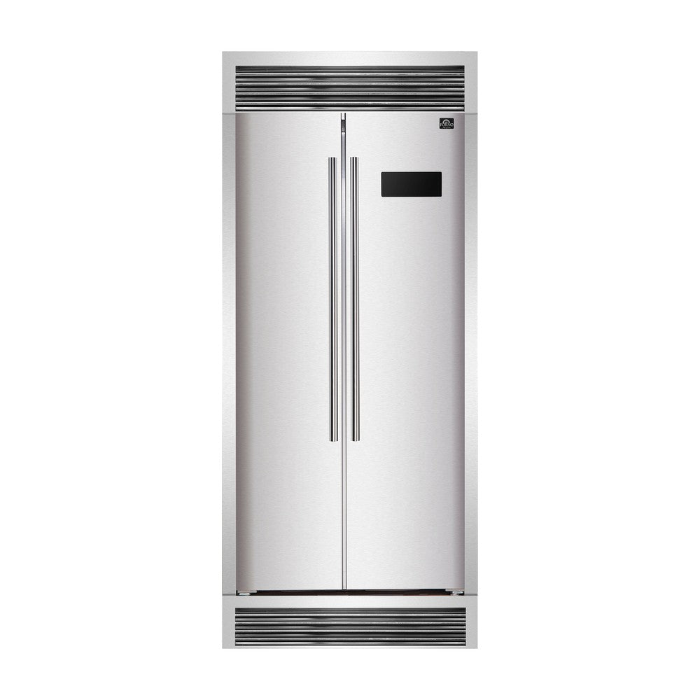 Forno 33" Side-by-Side Refrigerator with Trim Kit (FFRBI1805-37SG)