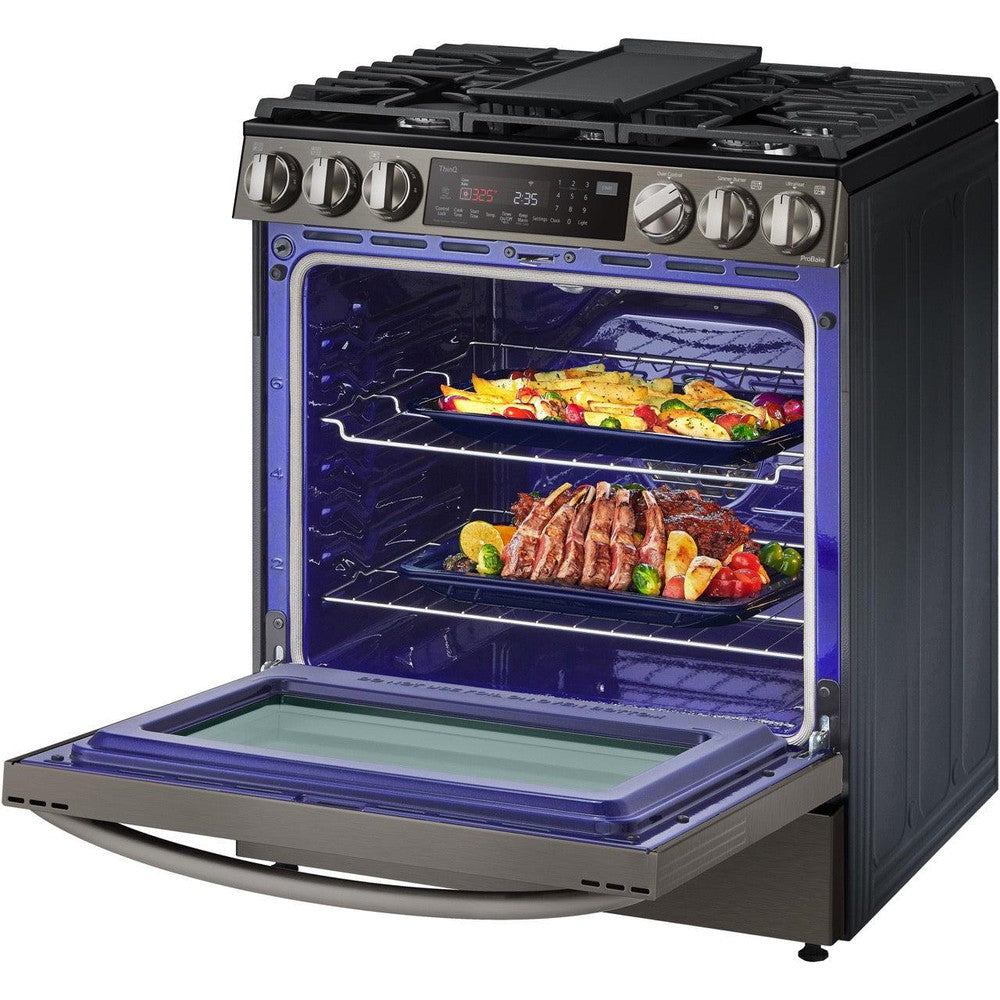 LG Wi-Fi Enabled Gas Range with Air Fry - Black Stainless Steel (LSGL6335D)