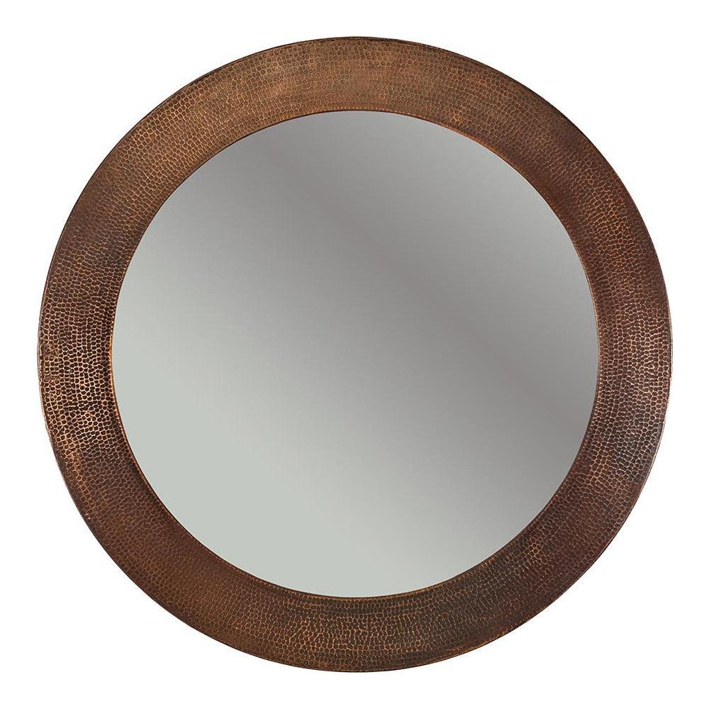 Premier Copper 34 in. Round Hammered Copper Mirror